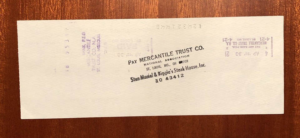 Stan Musial Signed Check ‘Stan Musial & Biggies’ SUPER RARE St. Louis ...