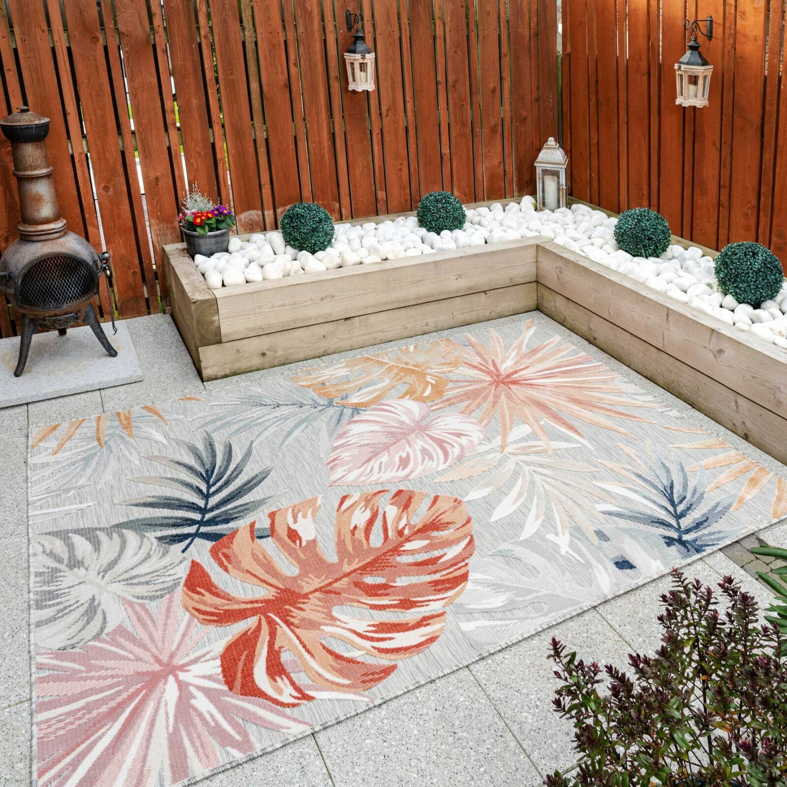 New Summer Outdoor Rugs Fun Tropical Multicolour Durable Garden Patio ...