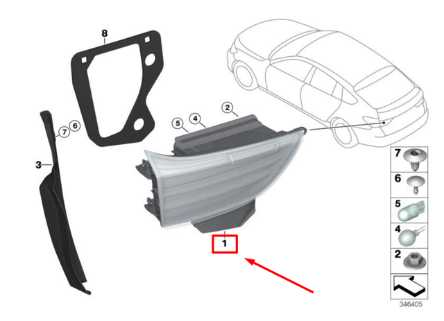 BMW 5 Gran Turismo F07 Rear Right Taillight 63217306168 7306168 Genuine ...