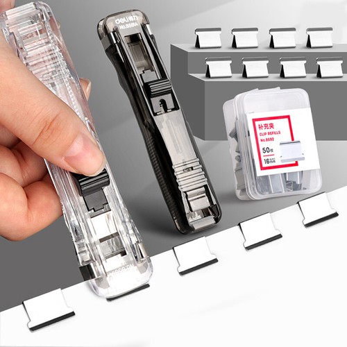 Hand Paper Clipper With Refills Metal Stapler Paper Document Binding Cl ...