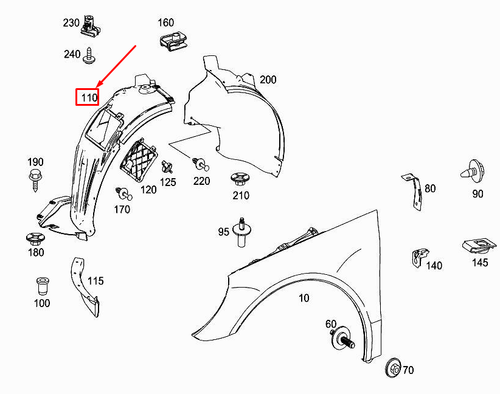 NEW MERCEDES-BENZ R W251 FRONT RIGHT INNER ARCH LINER A2518802805 NO🇺🇸 ...