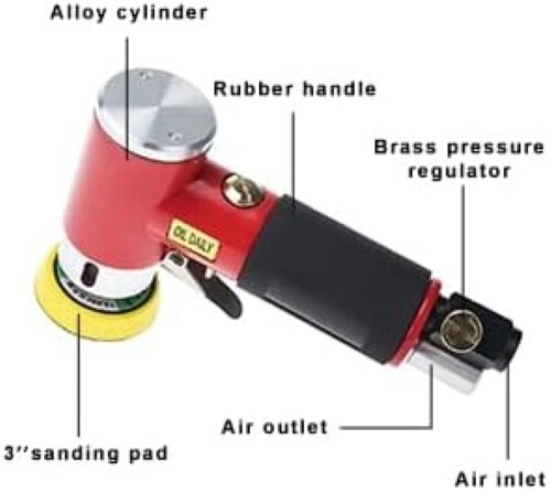 2" & 3" Dual Action Mini Orbital Sander Kit Air Powered DA Polisher ...
