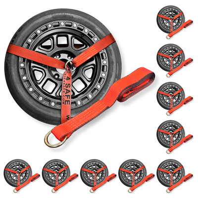 10 Pack 2" x 10' Lasso Strap w/O Ring Auto Tie Down Wheel Lift Tow ...