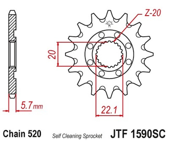 Lightweight Self-Cleaning Front Countershaft Sprocket - 13 Tooth JT ...