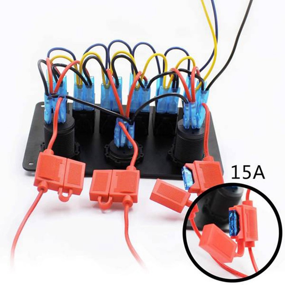 12/24V 6 Buttons Panel with Digital Voltmeter Tester 3.0 USB Chargers ...