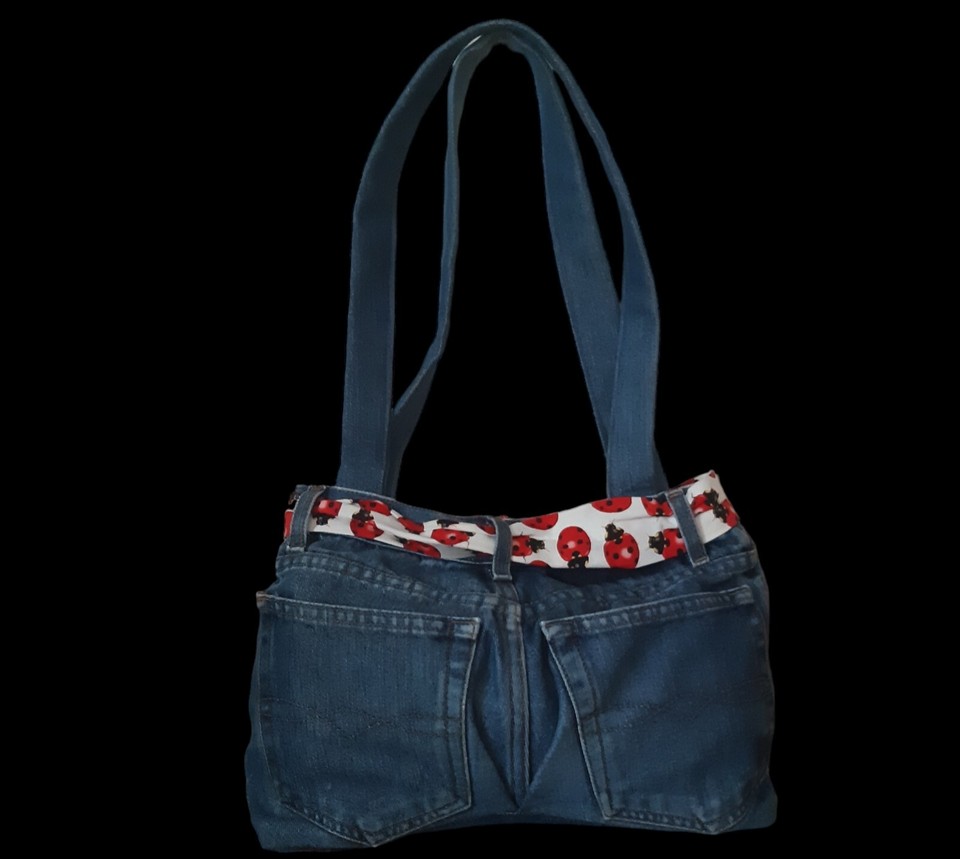 Denim Jean Shoulder Bag Purse With Ladybugs | eBay