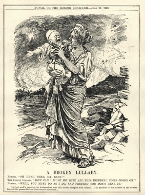 1913 British POLITICAL CARTOON - BALKAN WARS (1912-1914) INFANT ALBANIA ...