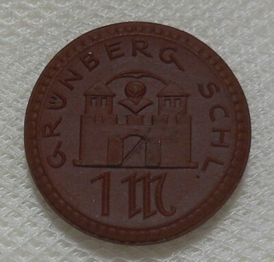 1921 GRUNBERG SILESIA GERMANY 1 MARK MEISSEN PORCELAIN NOTGELD TOKEN | eBay