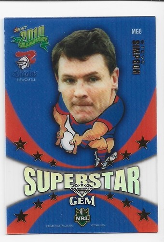 2010 NRL Champions Superstar Gem MG Steve Simpson Newcastle Knights ...