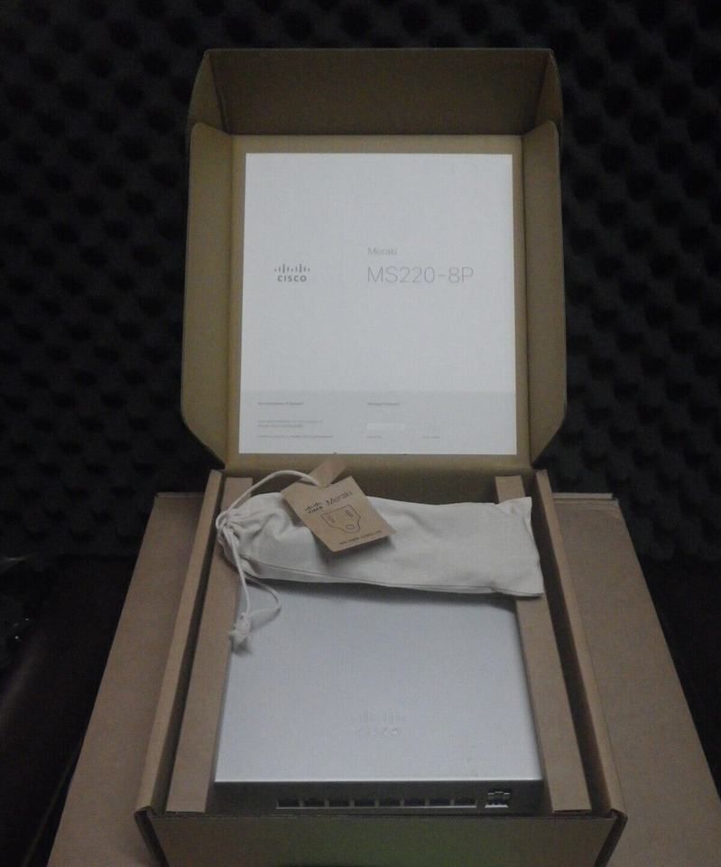 New Cisco Meraki MS220-8P Cloud Managed Switch 8-Port Gigabit PoE *1-YR ...