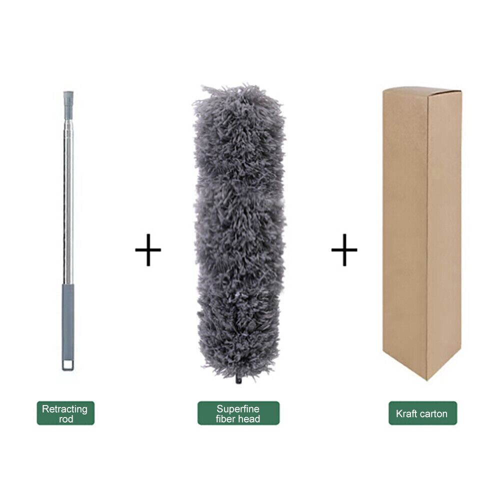 🔥250cm Extendable Feather Duster Telescopic Magic Dust Brush Long Reach ...