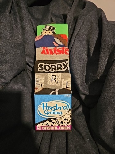 Hasbro Gaming Crew Socks Size 8-12 Monopoly Twister Sorry Scrabble 6 ...