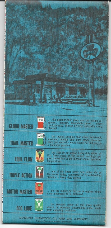 Vintage 1969 Diamond Shamrock Oil & Gas Highway Road Map AZ CO KS NM OK ...