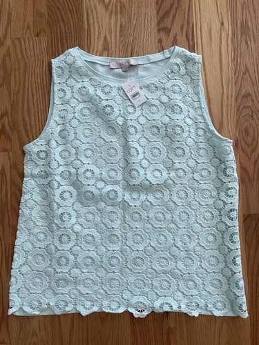 Ann Taylor LOFT Morning Aqua Floral Lace Shell Blouse sz S NEW NWT | eBay
