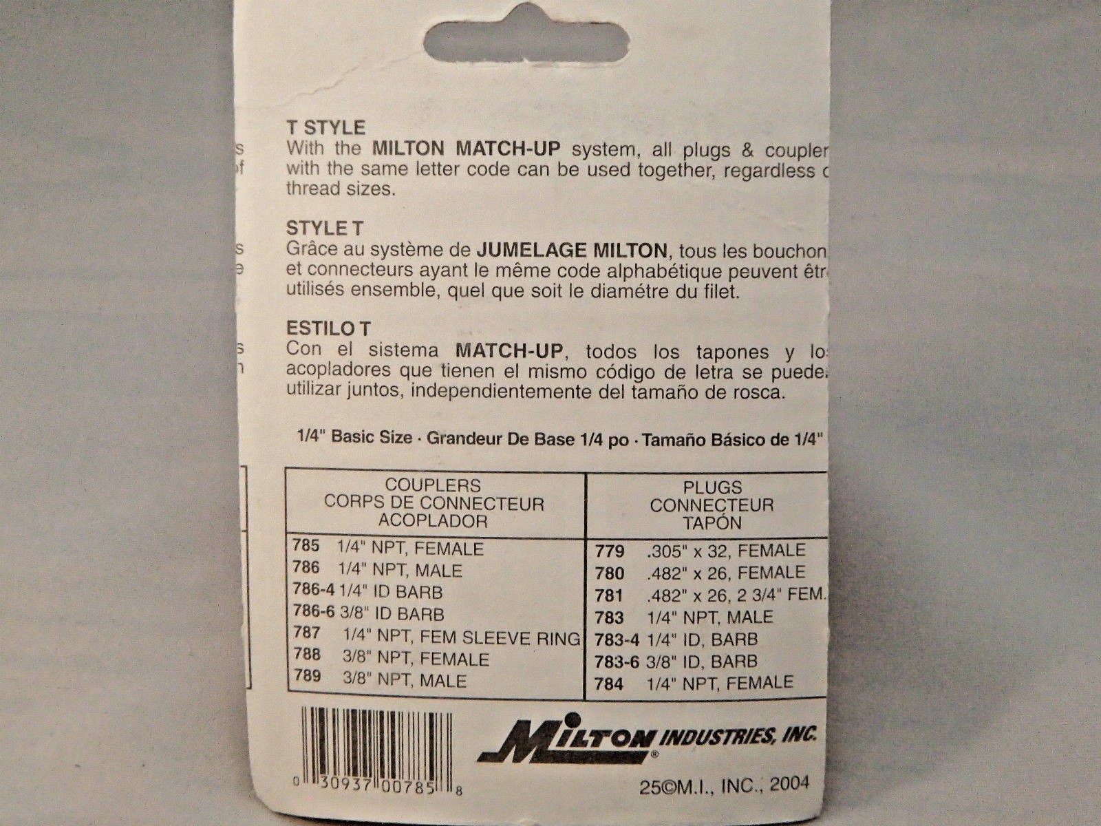 S785 MILTON BODY FEMALE T-STYLE 1/4” NPT COUPLER | eBay