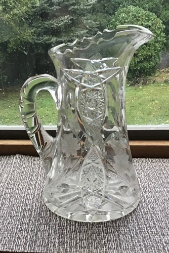 RARE American Brilliant Cut Glass Intaglio Daisies Pattern Water ...