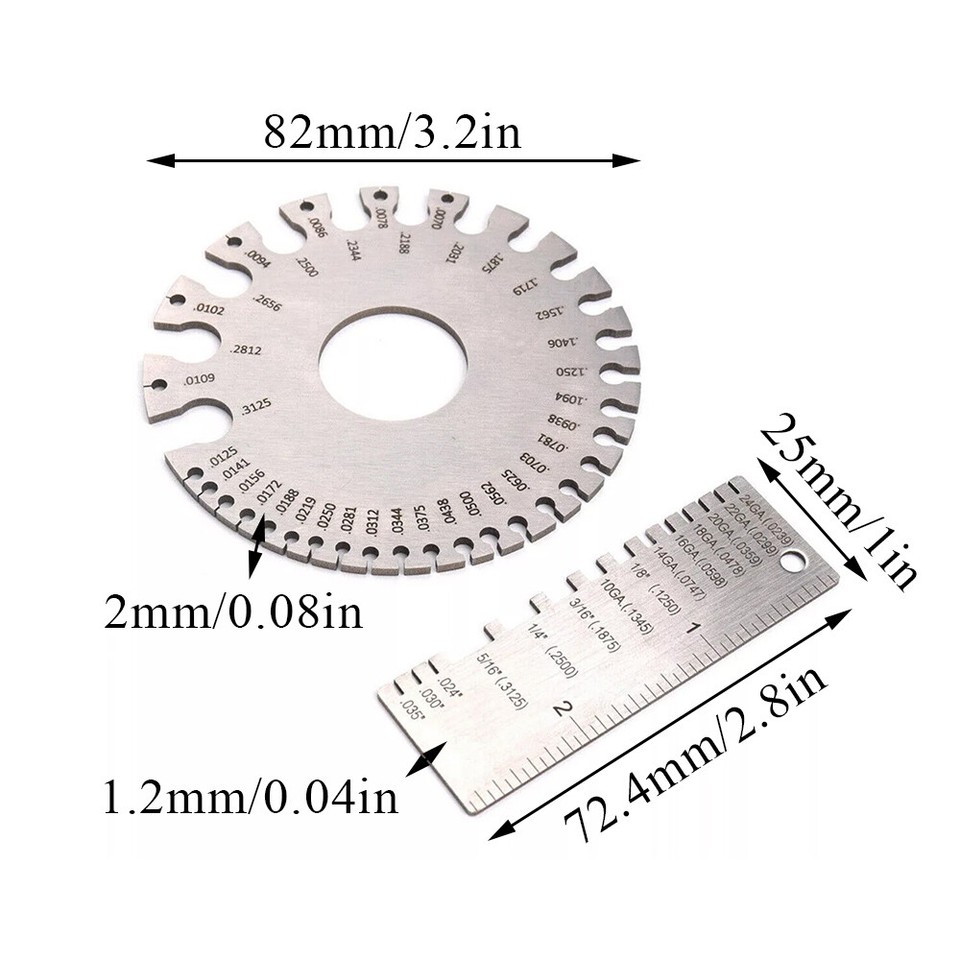 1pcs Round Wire Gauge Measuring Tool Thickness Diameter Gage Sheet ...