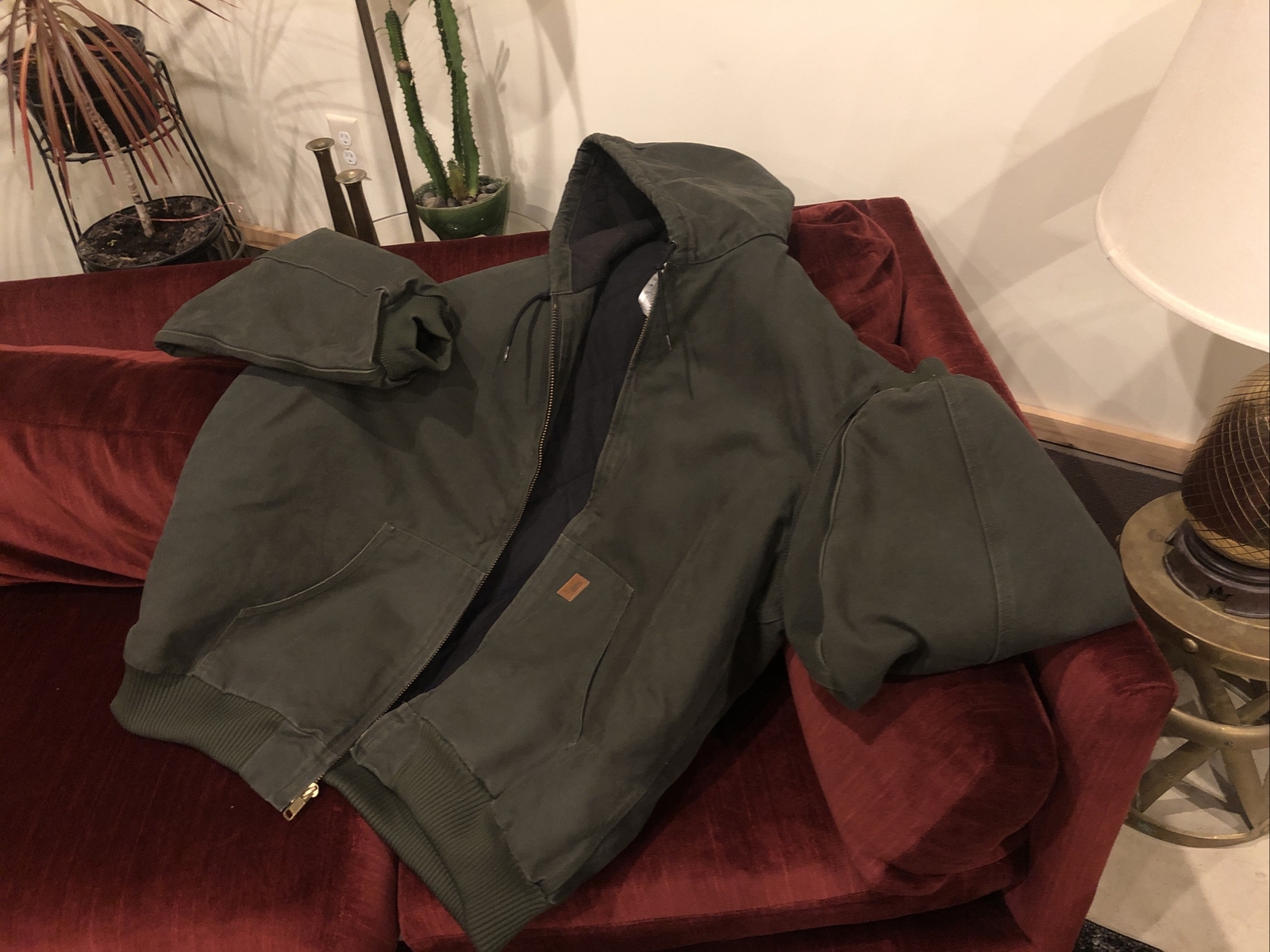 Carhartt Hooded Moss Green Work Wear Quilted Lined Bo… - Gem