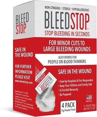 BleedStop™ First Aid Powder for Blood Clotting, Trauma Kit, 4 (15g ...