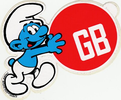 PEYO Les Schtroumpfs Autocollant PUB GB avec ballon rouge ED. DUPUIS ...