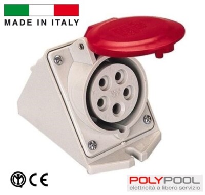 PRESA DA MURO INCLINATA CEE TRIFASE 5 POLI INDUSTRIALE "POLYPOOL" MADE ...