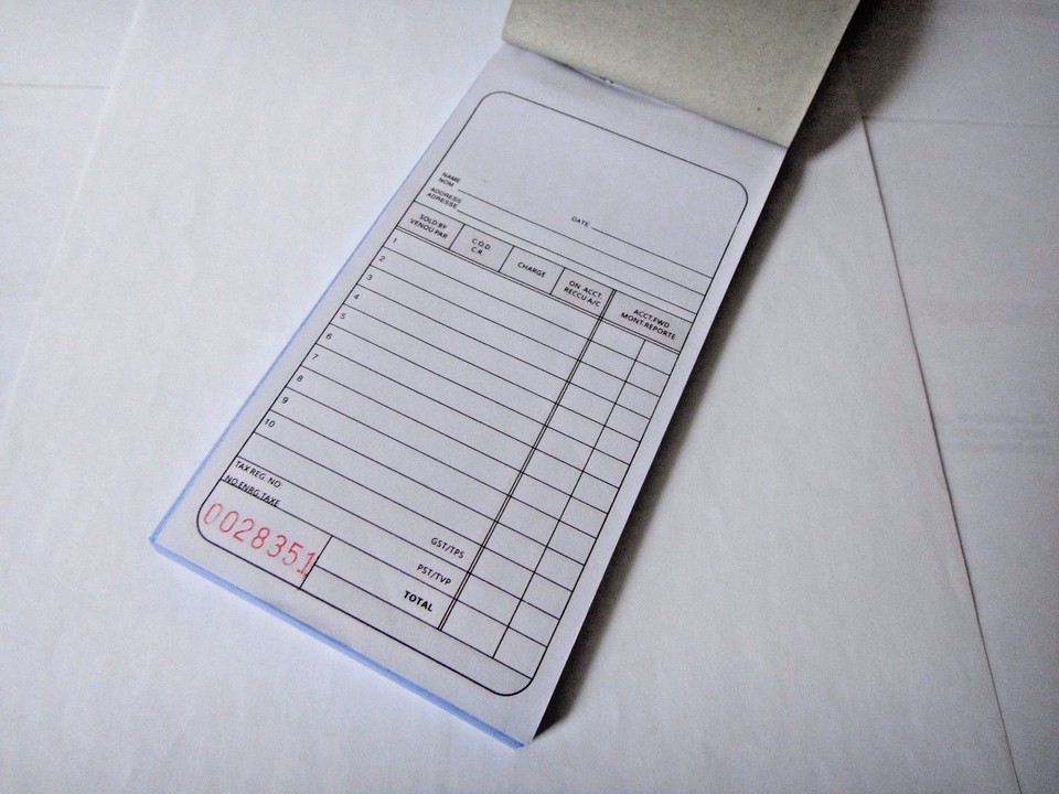 Sales Book Order Receipt Invoice Duplicate Carbonless 50 sets 3.30 x 6. ...