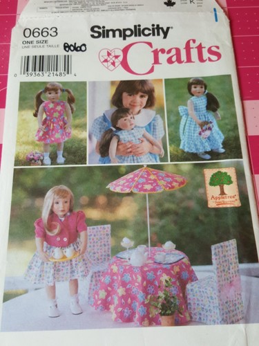 Simplicity Crafts 8060 Sewing Pattern 18" Doll Dress Patio Accessories ...