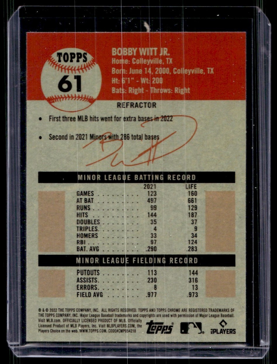 2022+Topps+Chrome+Platinum+Anniversary+-+Refractor+%2361+Bobby+Witt+Jr ...