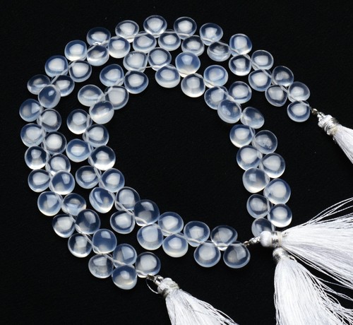 Natural Gem Ice Quartz Crystal 9mm Size Smooth Heart Shape Beads 8.5 ...