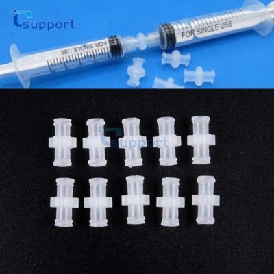 10Pcs Syringe Luer Lock Male to Male Fitting Connector Double Dual ...