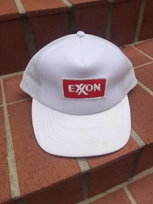 Vintage White EXXON Baseball CAP Hat | eBay