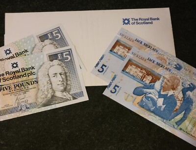 Set of 4 Mint Scottish £5 Jack Nicklaus Commemorative Notes with RBS ...