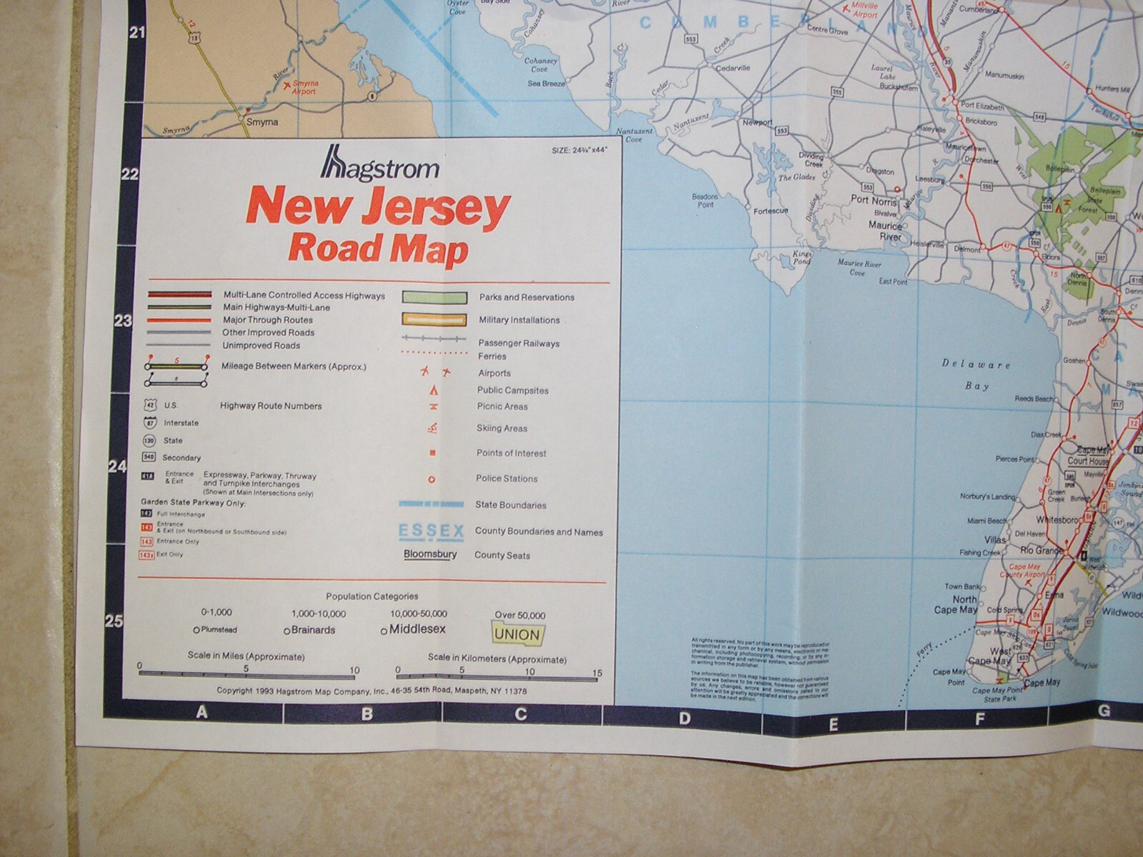 New Jersey Hagstrom Road Map Highways Interstates Streets Parkways ...