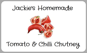 Homemade Tomato and Chilli Chutney Jar Stickers Personalised Relish Pot ...