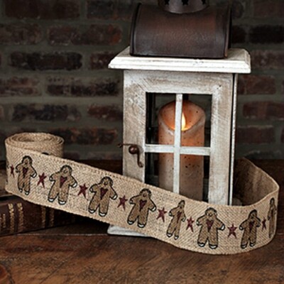 New Country Primitive BURLAP GINGERBREAD MAN RIBBON Christmas Tree Trim ...