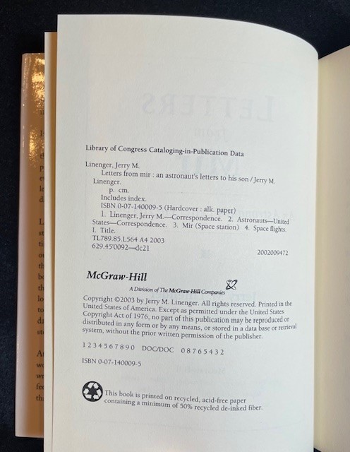 LETTERS FROM MIR: Jerry M. Linenger (Signed/First Edition) | eBay
