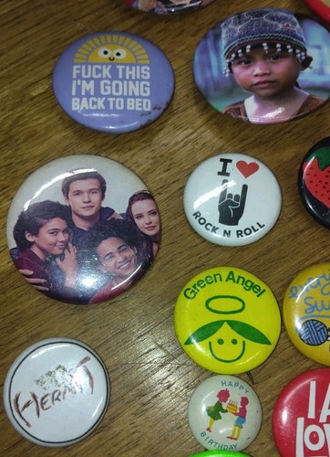 Vintage Lot Of Pop Culture Pin Back Buttons Badges Music Bowie Labyrinth Funny | eBay