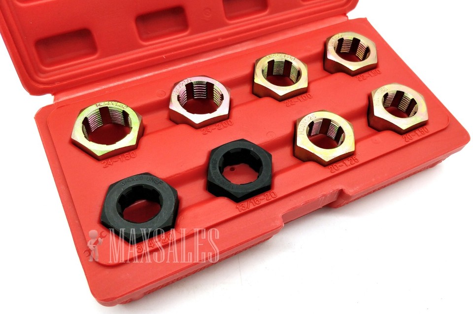 8pc AXLE SPINDLE METRIC & SAE CLEANING/RETHREADING SET KIT 4 FWD ...