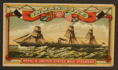 Inman Line VTG Trade Card 6" Royal & United States Mail Steamers John ...