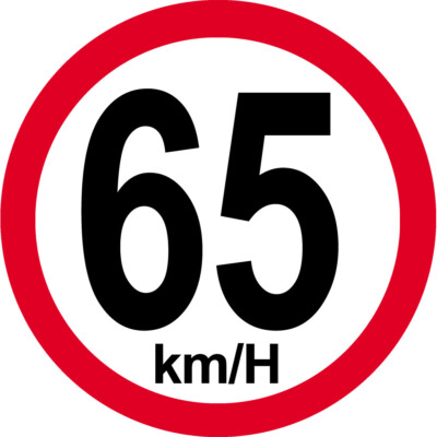 Disque de vitesse 65Km/H bord rouge - 20cm - Sticker/autocollant | eBay