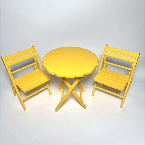 Vintage Barbie Folding Patio Table & Chairs Set Bake Shop Cafe Yellow ...