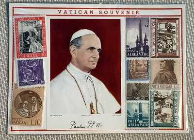 Vatican Souvenir Card Paulus PP Paul VI & 10 Collectible M/H Stamps | eBay