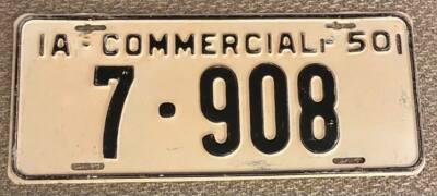 Iowa 1950 BLACK HAWK COUNTY COMMERCIAL License Plate - NICE QUALITY # 7 ...