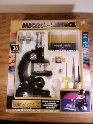 Micro-Science Microscope Set 100x 450X 900X Serial No 9936 | eBay