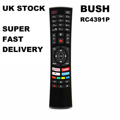 Genuine Bush RC4391P 30101763 Remote Control Netflix Freeview Play ...