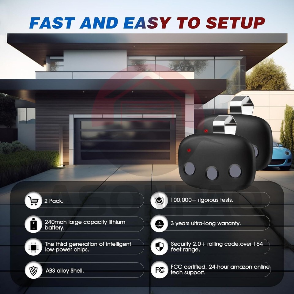 2PC For Garage Door Opener Remote Linear Megacode MCT-3 DNT00089 LD033 ...