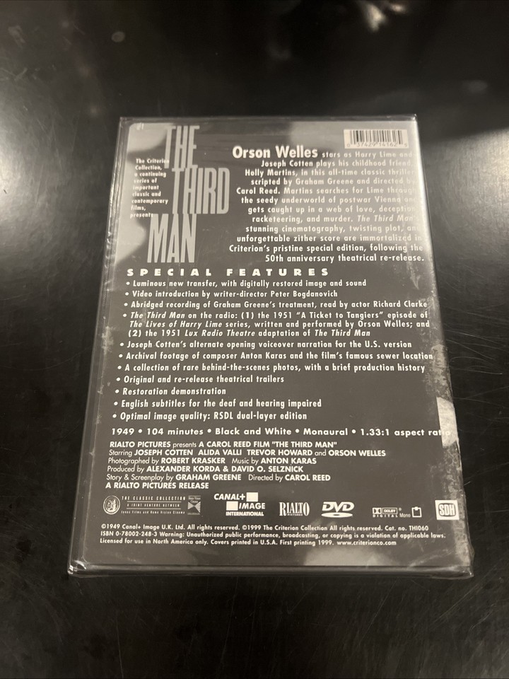 New The Third Man (DVD, 1999, Criterion Collection) Sealed 37429141625 ...