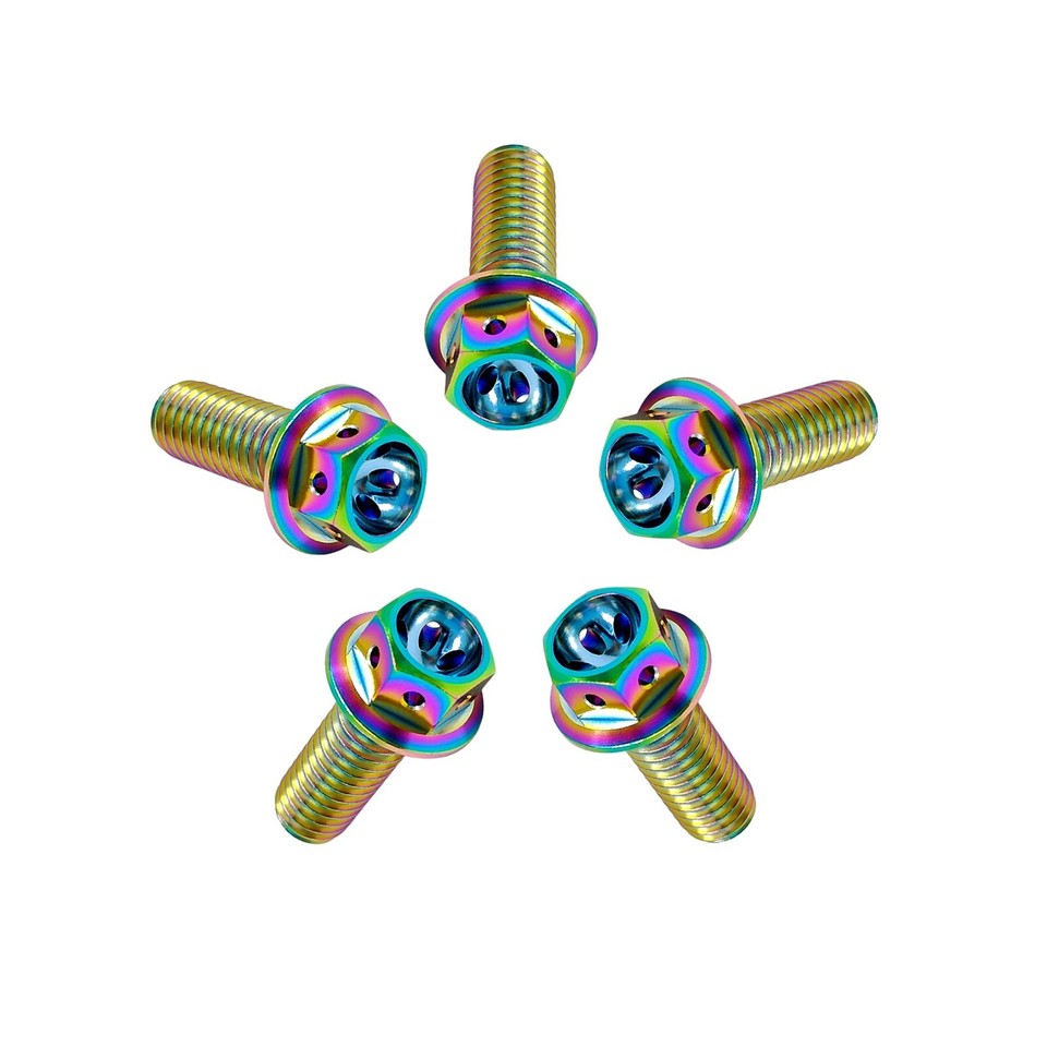 M6 Titanium Bolt GR5 Ti Screw Hex Dual Drive Drilled Flange Bolts Race ...