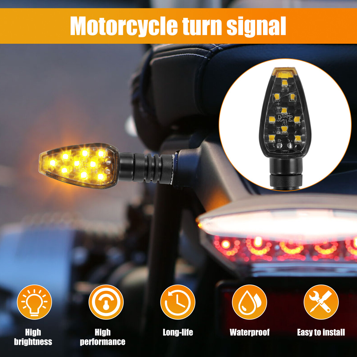 4Pcs Motorcycle Turn Signal Light 12V Bright Motorbike Indicator Light ...
