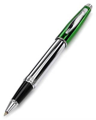 LANCASTER BALL POINT PEN SILVER/GREEN TONE, BLACK INK, STYLE pnla112, 5 ...